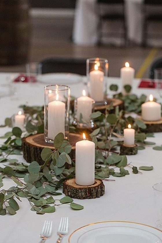 18 Chic Rustic Wedding Centerpieces with Tree Stumps