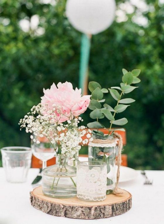 18 Chic Rustic Wedding Centerpieces with Tree Stumps