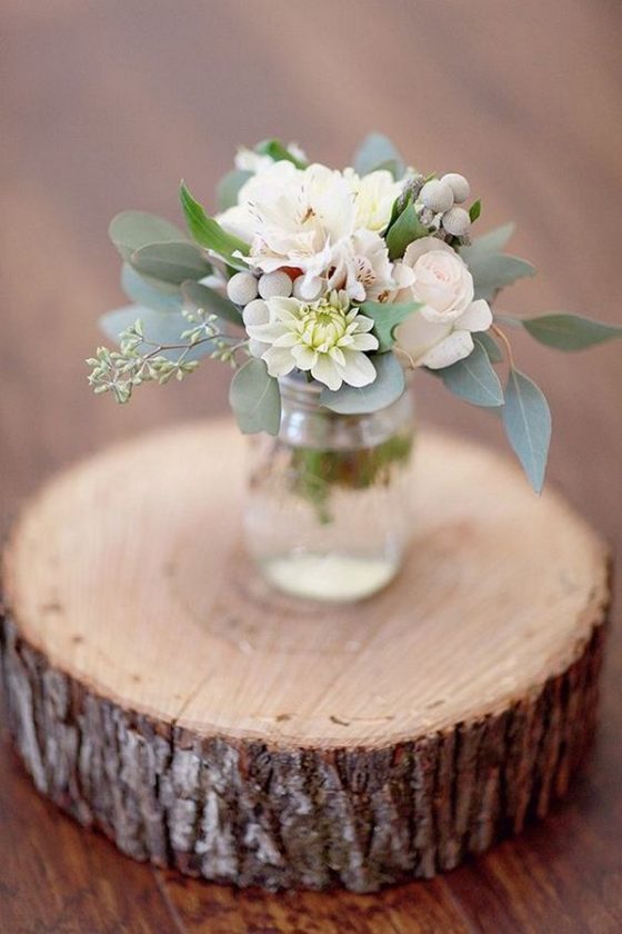 18 Chic Rustic Wedding Centerpieces with Tree Stumps