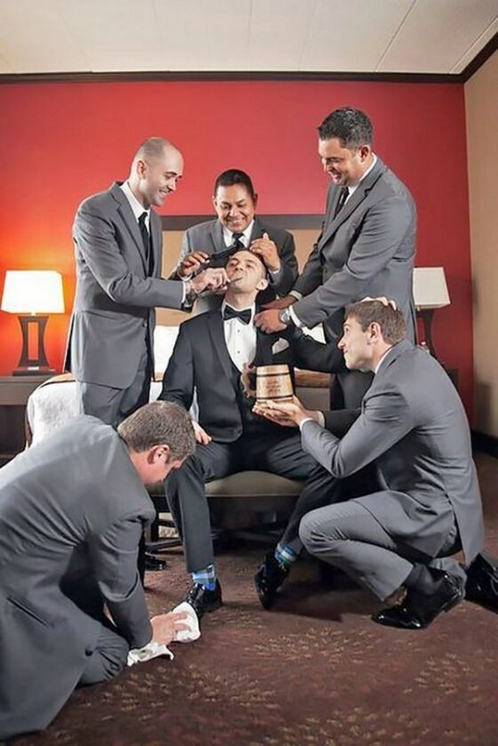 18 Must Have Getting Ready Wedding Photo Ideas for Groom and Groomsmen