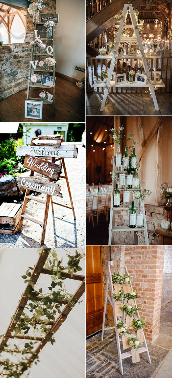 20 Vintage Rustic Wedding Decoration Ideas with Ladders